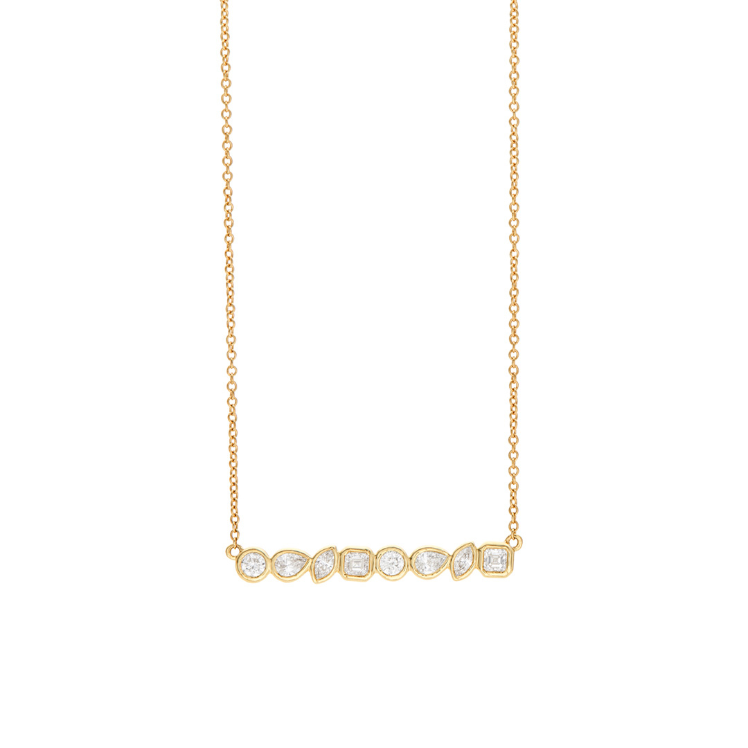 Mixed Shape Diamond Bar Pendant Necklace | LMFJ