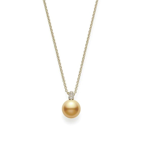 Mikimoto 11mm Golden South Sea Cultured Pearl and Diamond Pendant in ...