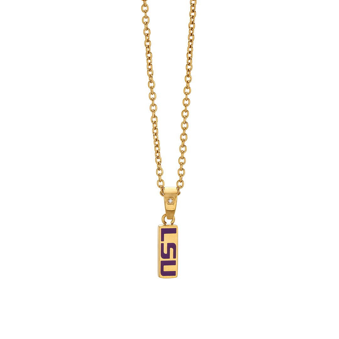 LSU Tigers Gold Tone Bar Pendant Necklace | LMFJ