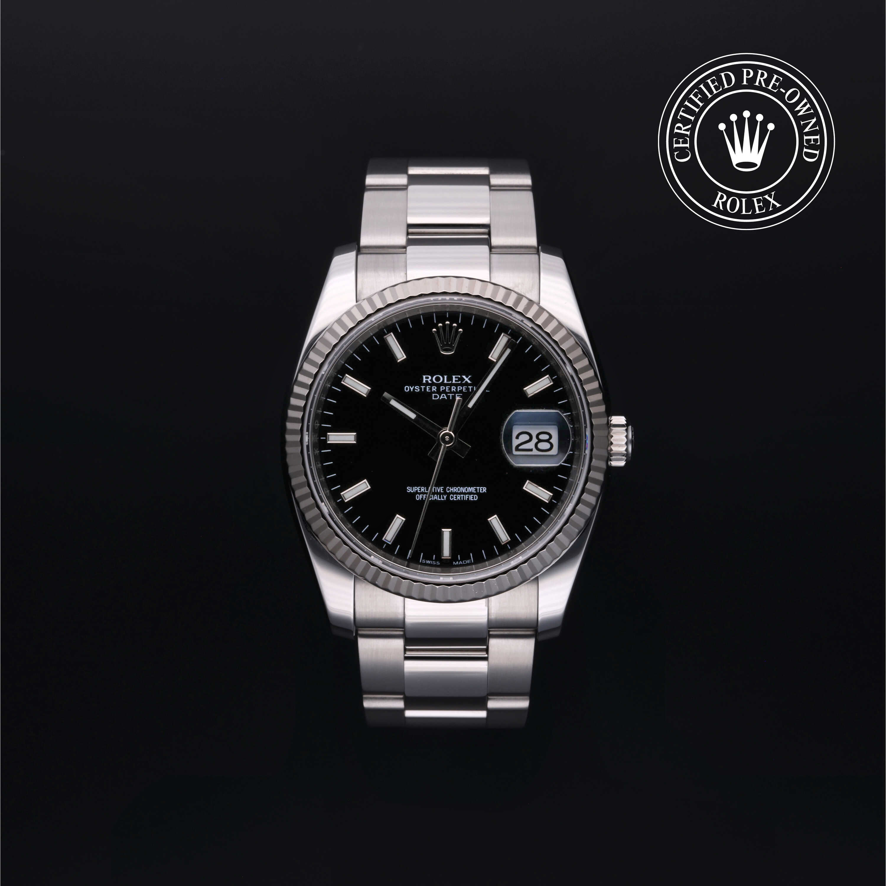 Rolex Certified Pre-Owned Oyster Perpetual Date, 34 mm, White Rolesor ...