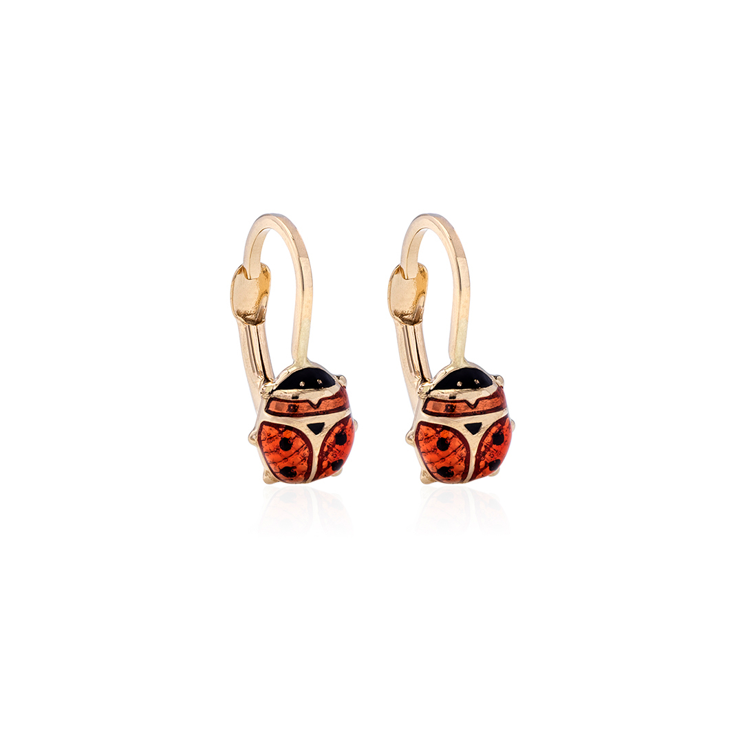 Ladybug 14k Gold Leverback Earrings | LMFJ